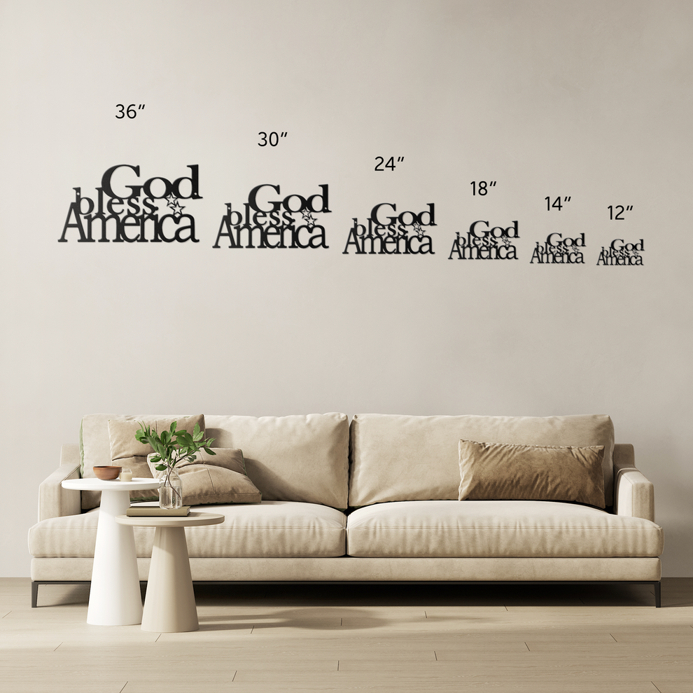 God Bless America Text Metal Wall Art