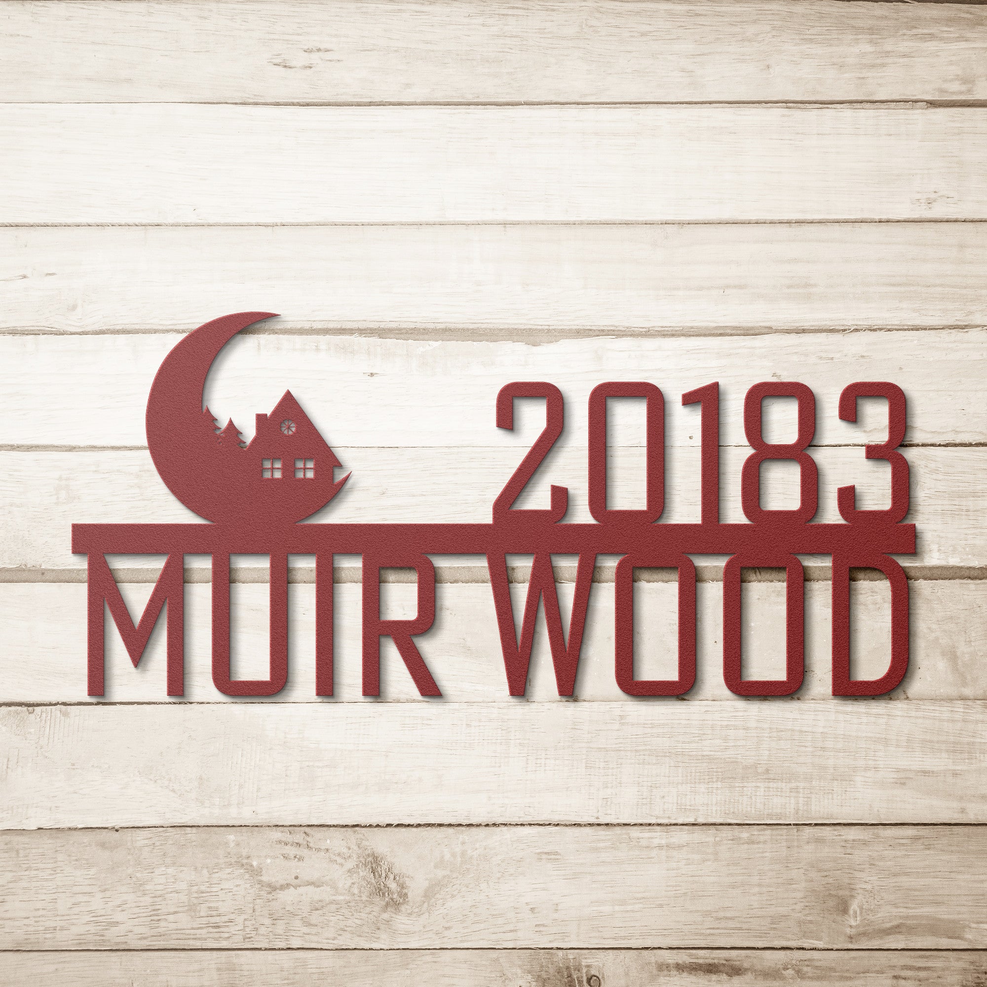 Personalized Street Number and Name Address + Home in Moon Metal Sign ...